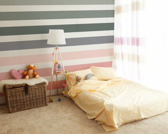 Rainbow Stripes Wall Mural Pastel Rainbow Wall Decal | Etsy