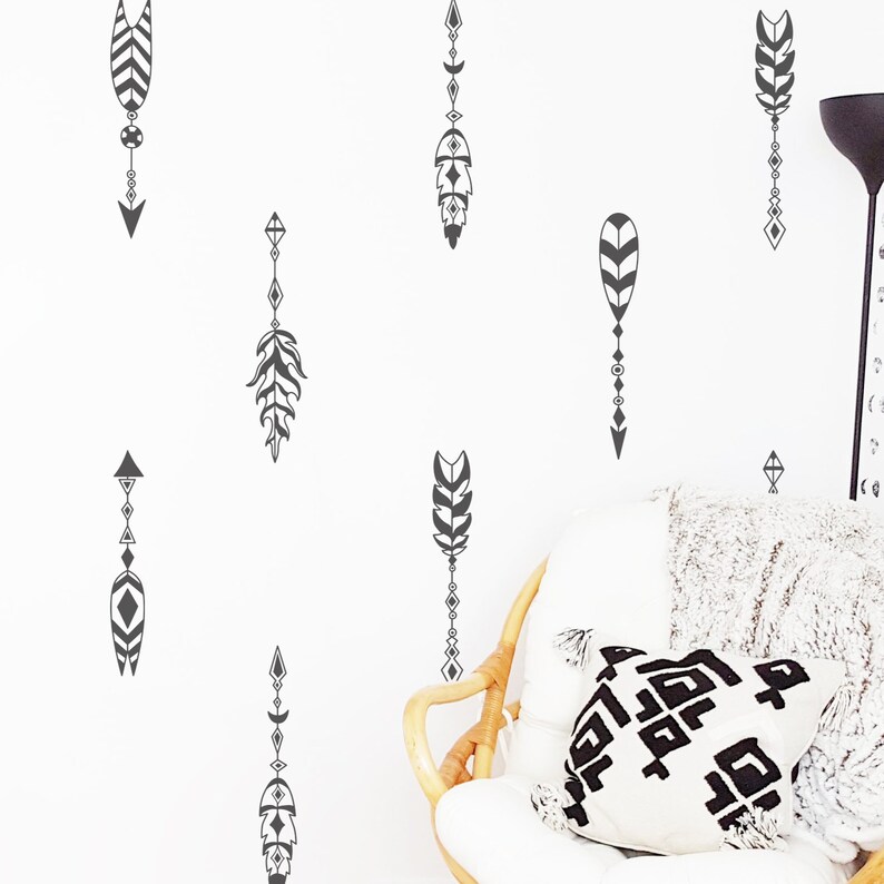 Tribal Arrows Wall Decals Feather Wall Decals Boho Arrow | Etsy