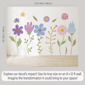 Scandinavian Flowers Wall Decals, Retro Flowers Stickers, Colorful ...