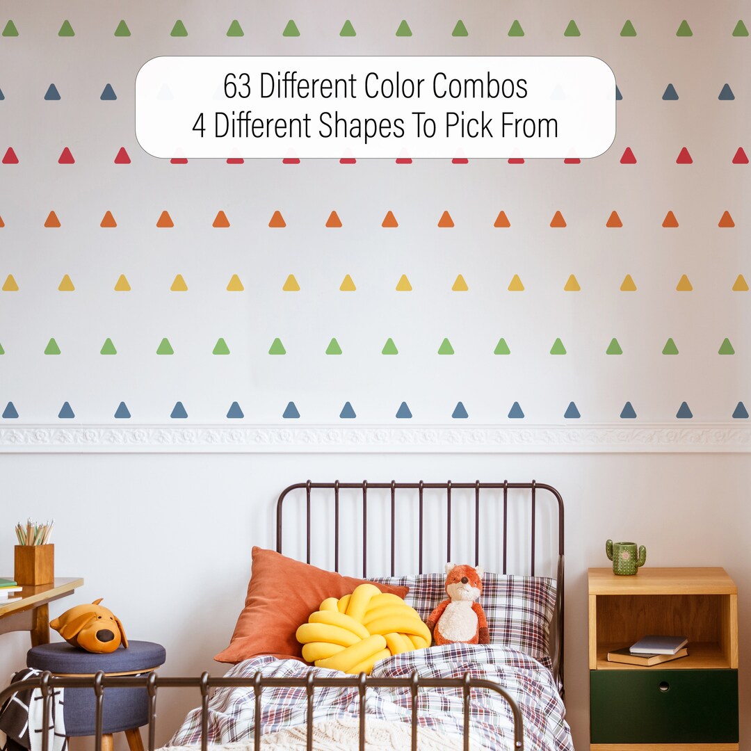 Peel and Stick Triangle Wall Decals, Rainbow Colored Shapes Wall ...