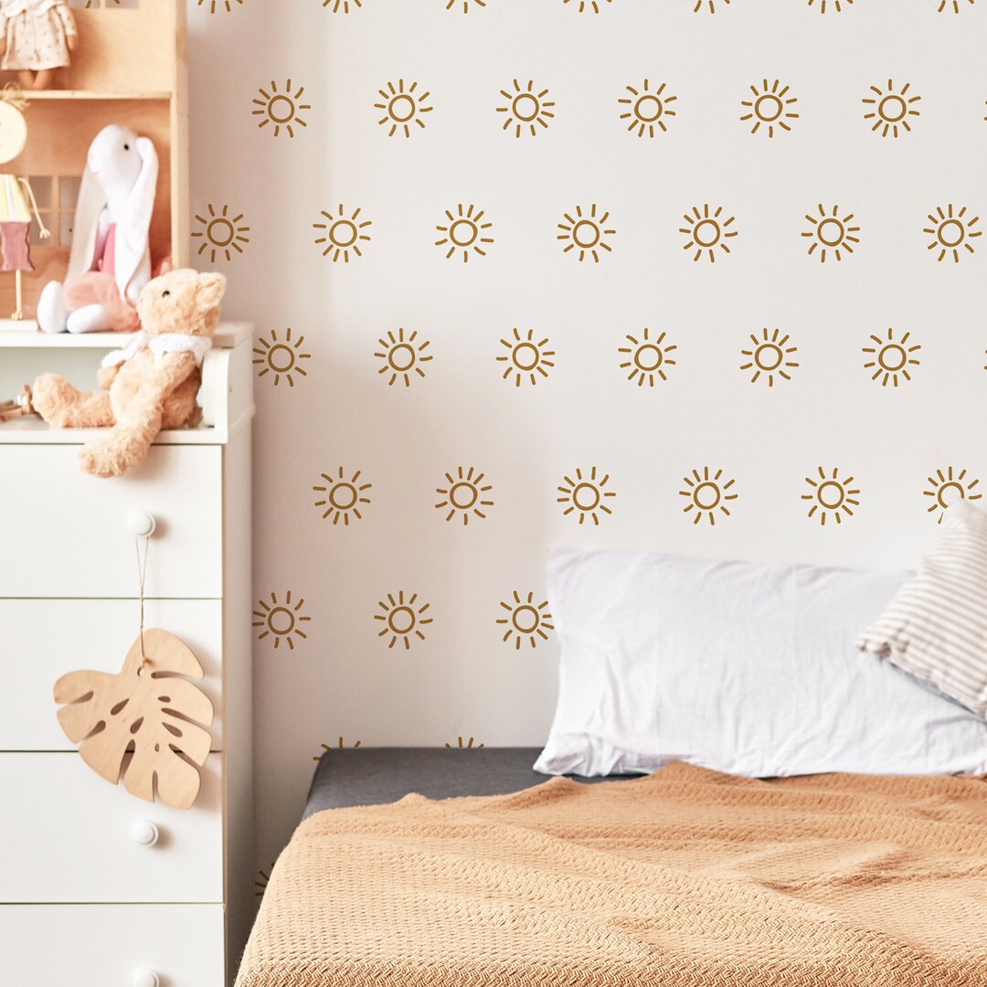 Sun Wall Decals, Sunshine Wall Stickers, Boho Nursery, Kids Room Wall ...