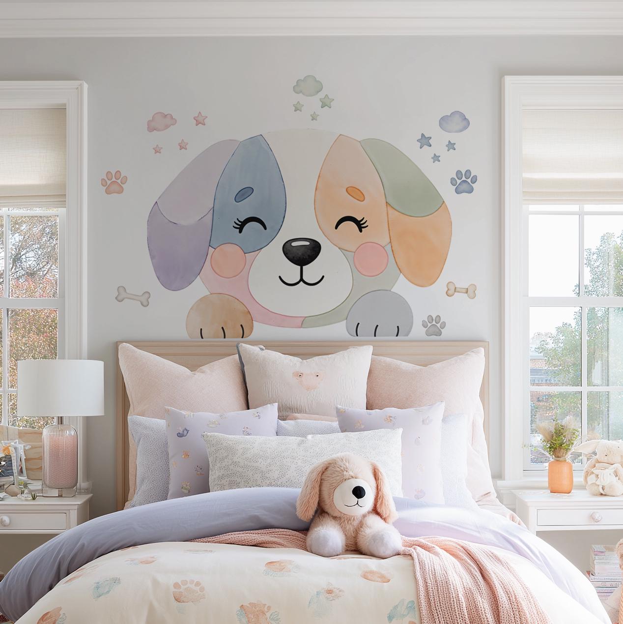 Dream Big Collection Puppy Wall Decal | Large Watercolor Dog Sticker ...