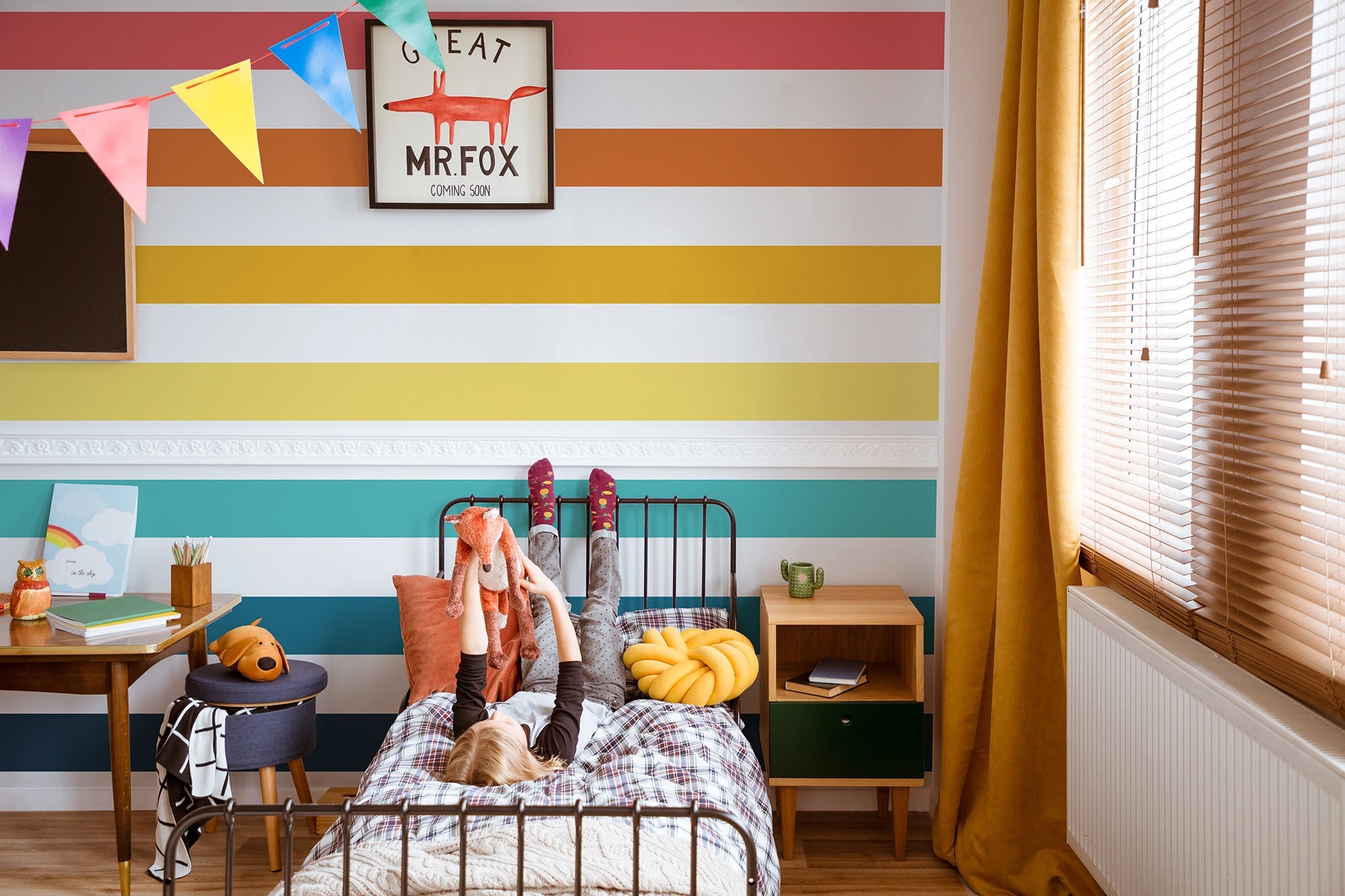 Retro Rainbow Stripes Wall Decals, Rainbow Wall Stickers, Nursery Room ...