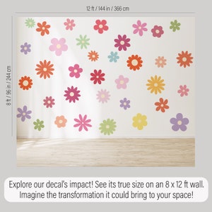 Retro Groovy Flowers Wall Decals Set, Decorative Flowers Stickers ...