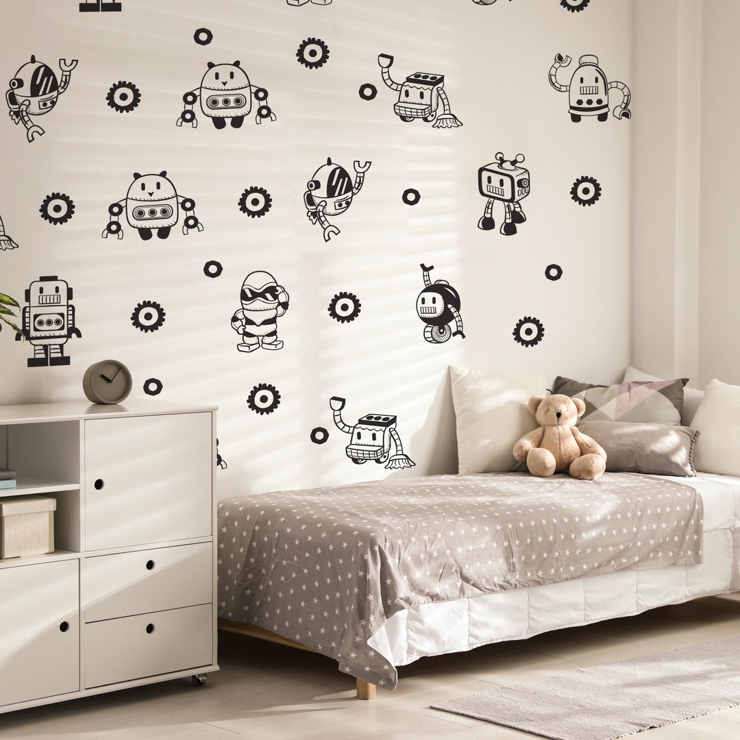 Large Collection of Robot Wall Decals | Robot Wall Art | Rocket Wall ...