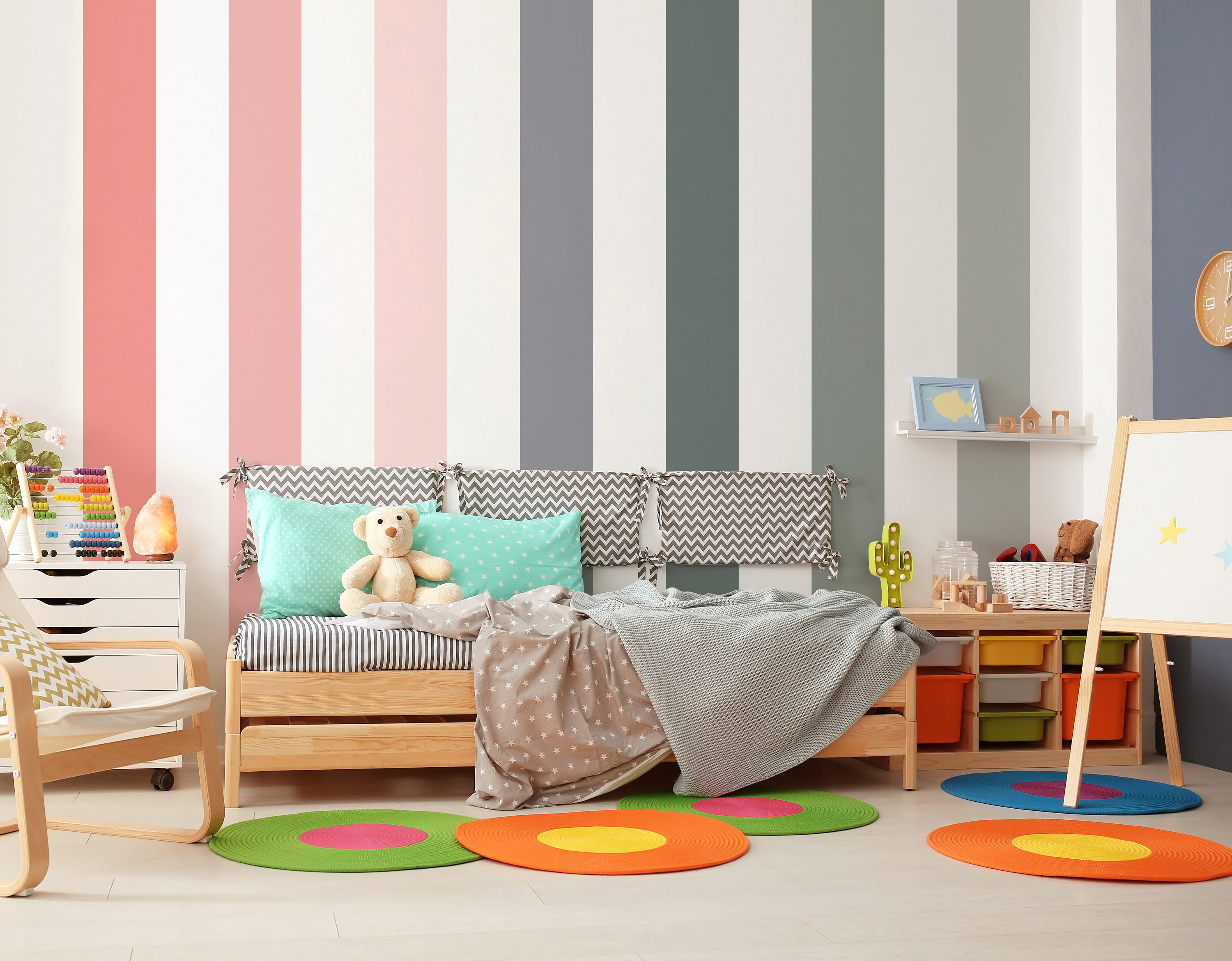 Rainbow Stripes Wall Mural Pastel Rainbow Wall Decal | Etsy