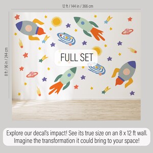 Cosmic Space Wall Decal Sticker Set, Galaxy Wall Sticker, Rockets ...
