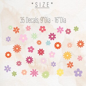 Retro Groovy Flowers Wall Decals Set, Decorative Flowers Stickers ...