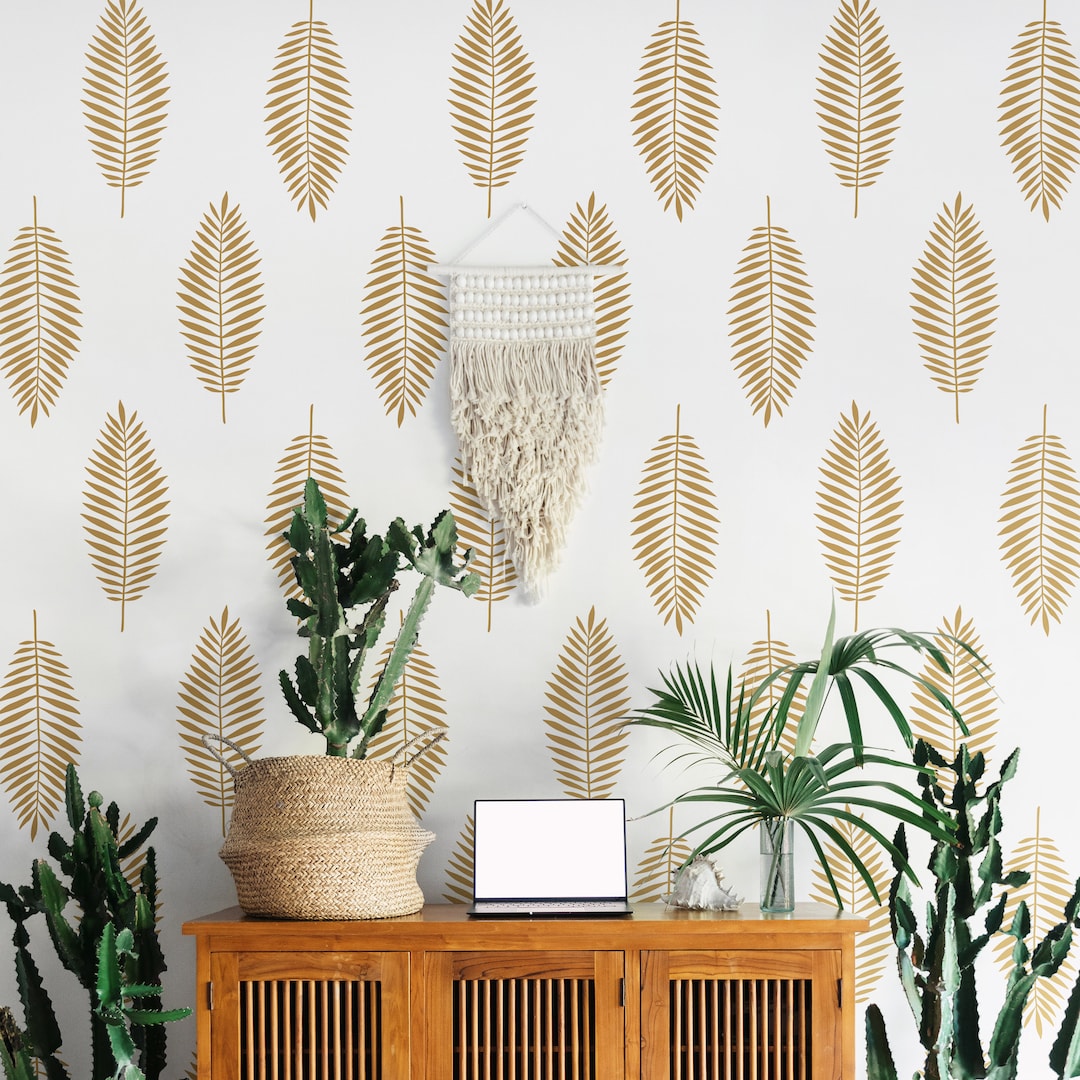 Fern Leaf Wall Decals, Tropical Vinyl Decal Set, Botanical Leaf Decals ...