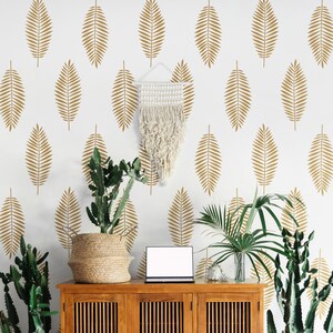 Fern Leaf Wall Decals, Tropical Vinyl Decal Set, Botanical Leaf Decals ...