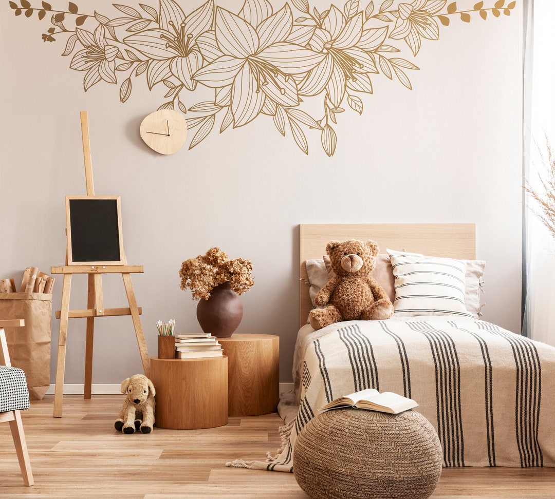 Line Drawing Garland Wall Decals, Accent Floral Line Drawing Boarder ...