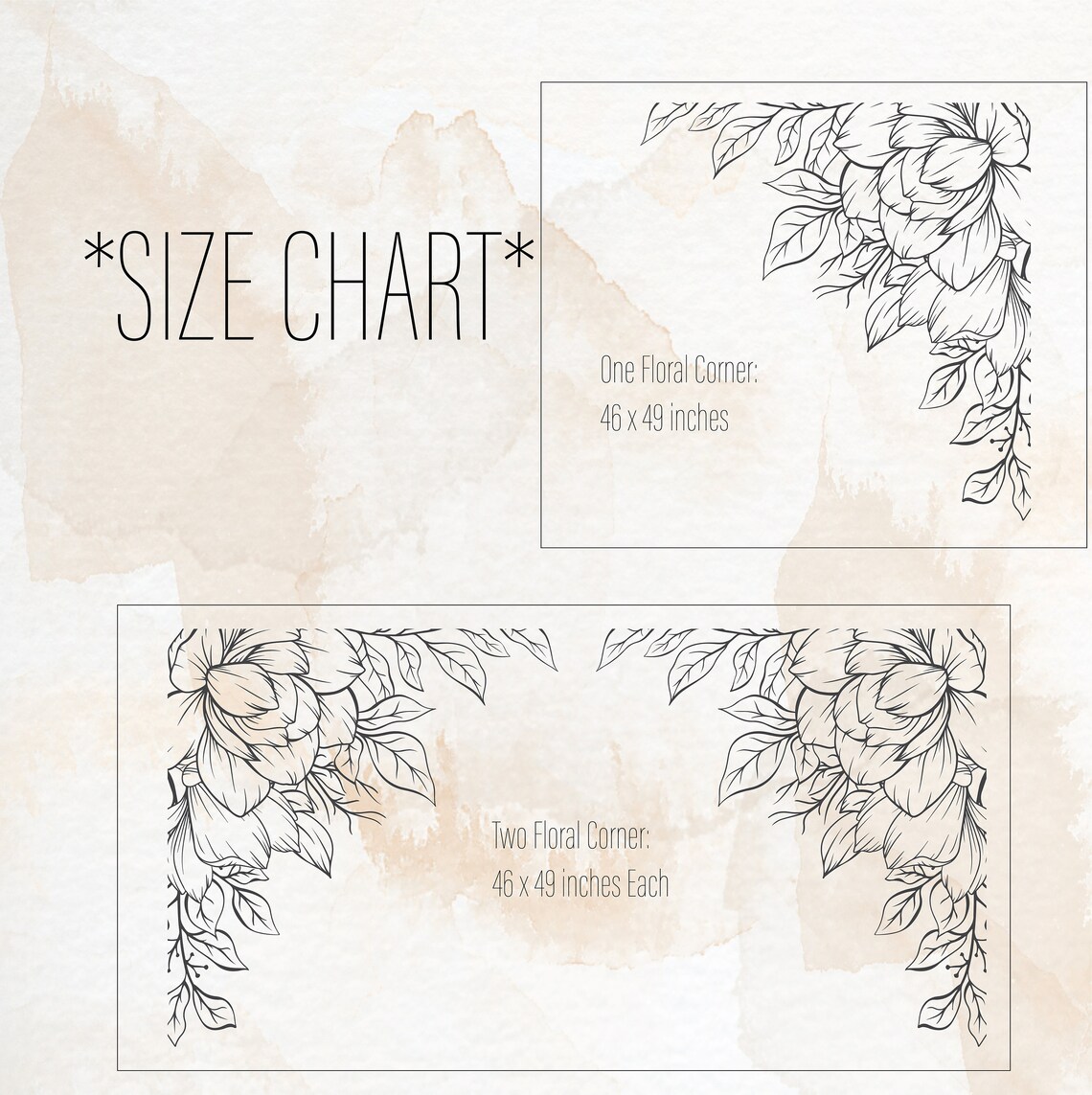 Line Drawing Corner Wall Decals, Accent Floral Line Drawing Corner ...