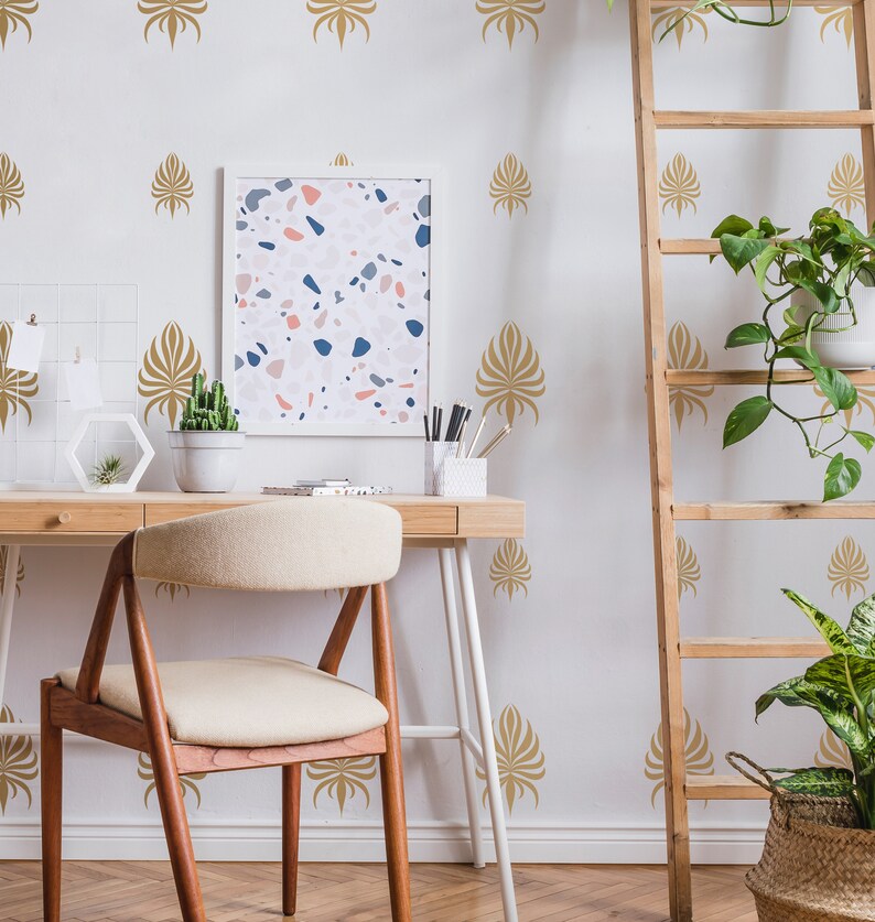 Damask Wall Decals Modern Vinyl Decal Set Botanical Leaf | Etsy