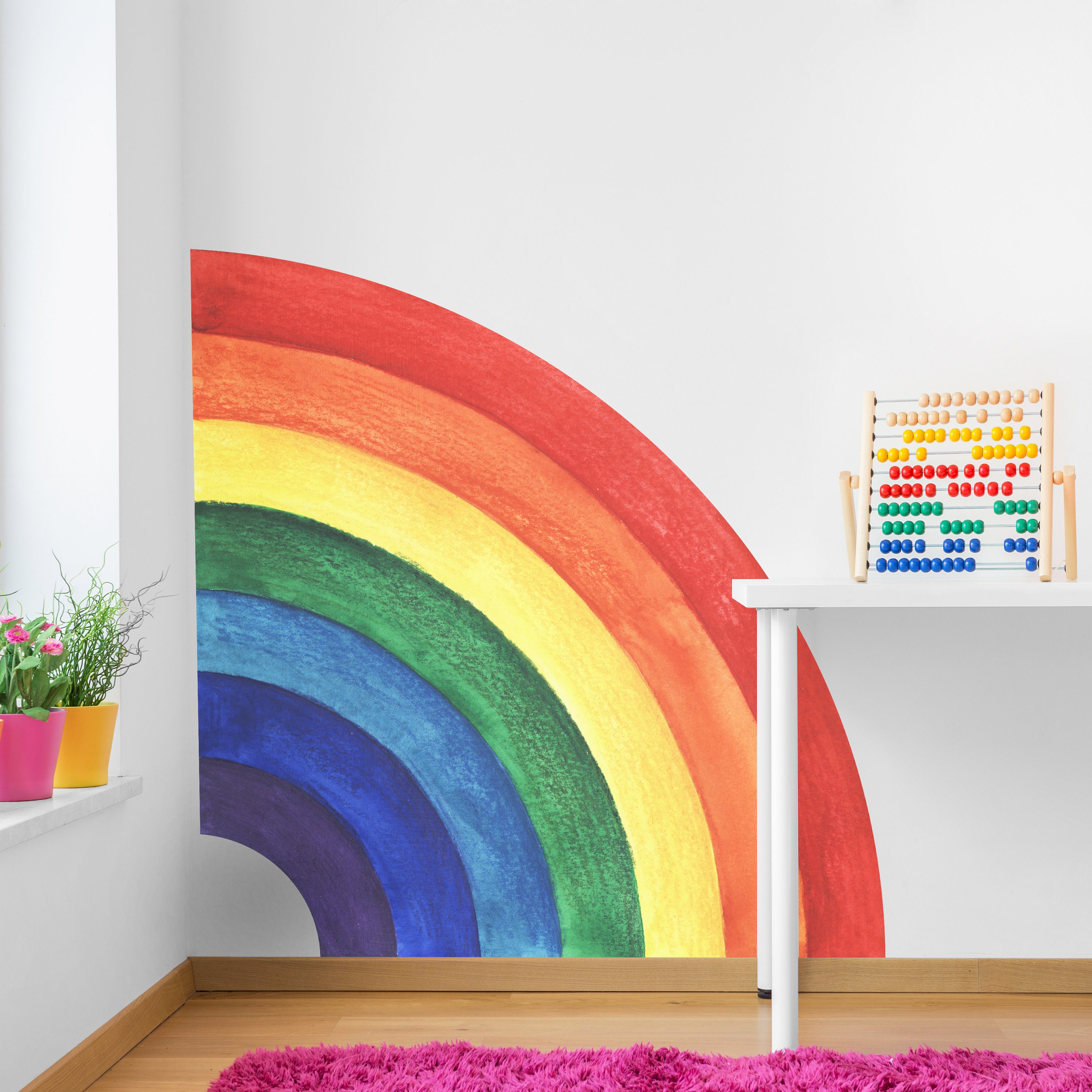 Large Half Rainbow Wall Decal Large Corner Rainbow Wall Art - Etsy