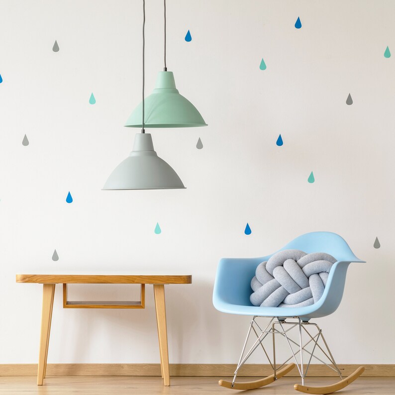 MOD Rain Drops Wall Decal Set Colorful Rain Drops Murals - Etsy
