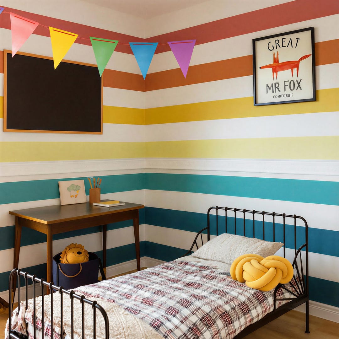Rainbow Stripe Wall Decals, 7 Stripe Wall Stickers, Modern Color Block ...