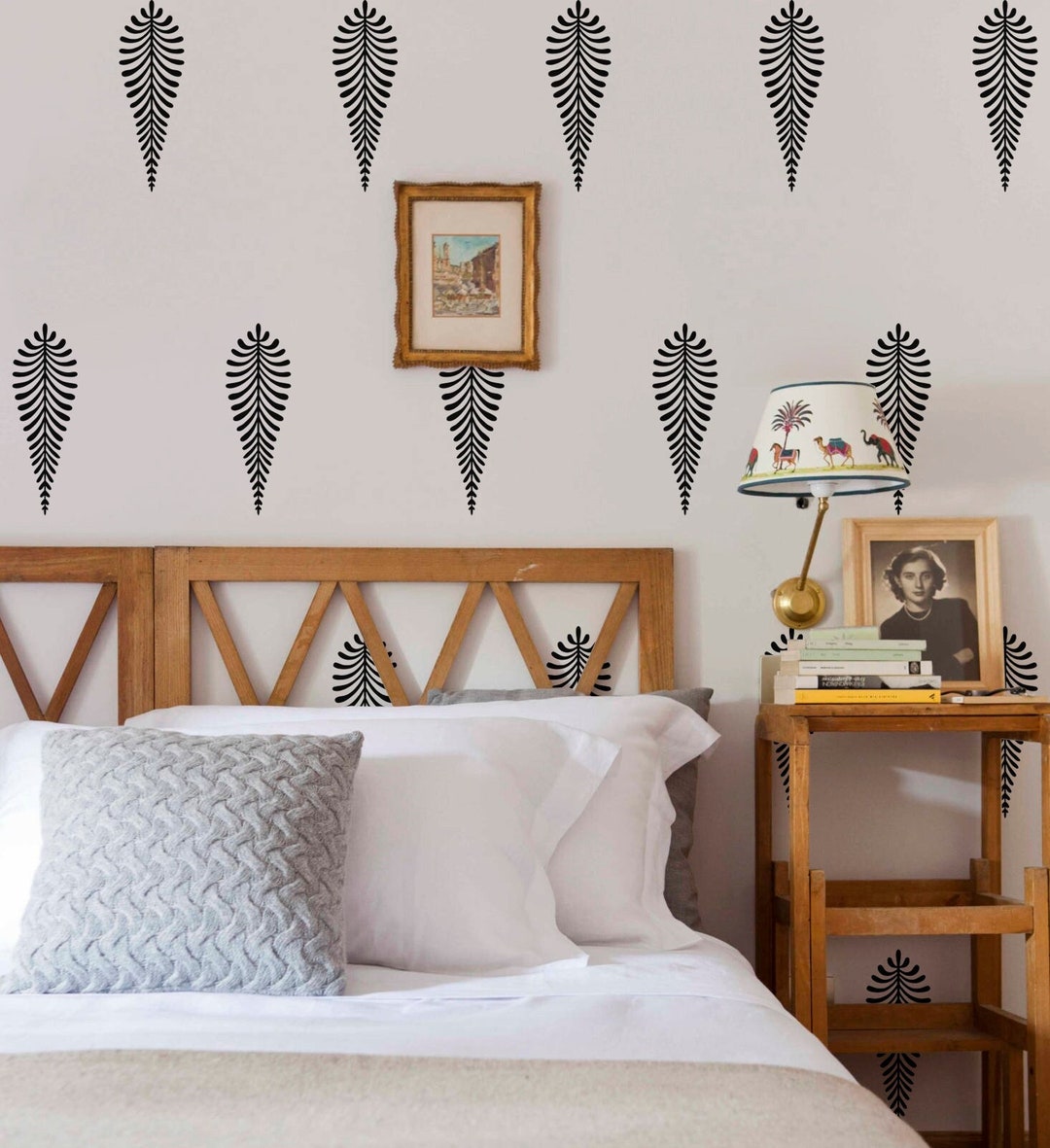 Fern Leaf Wall Decals - Modern Vinyl Decal Set, Botanical Leaf Decals ...