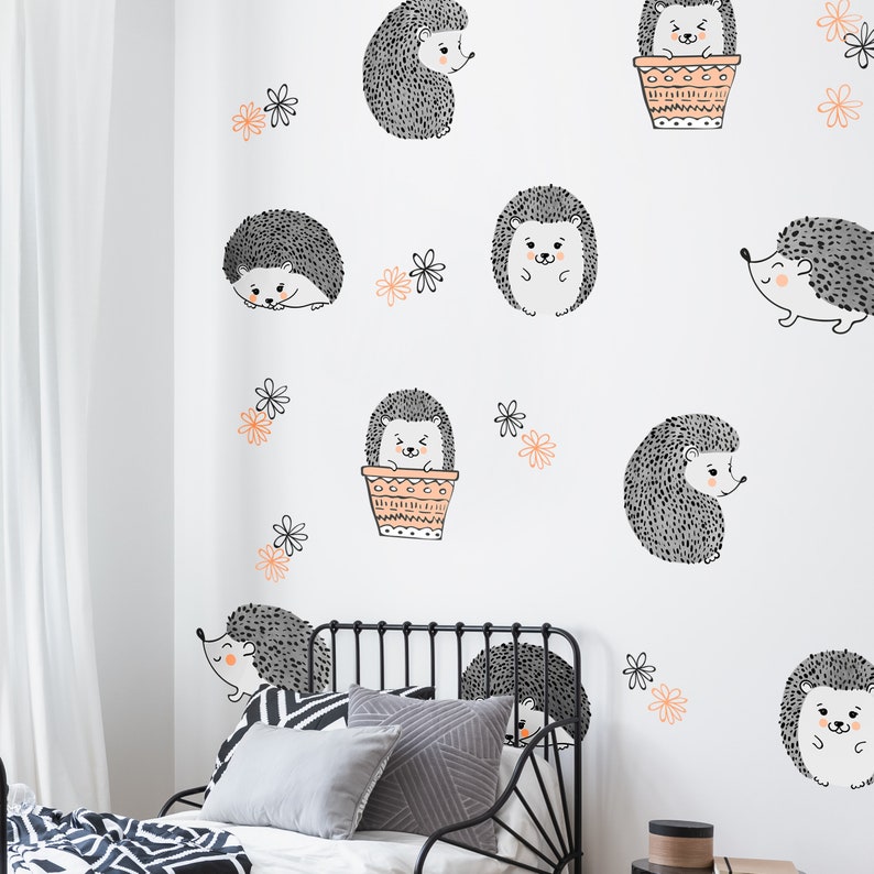 Large Collection of Hedgehog Wall Decals Nursery Decor | Etsy