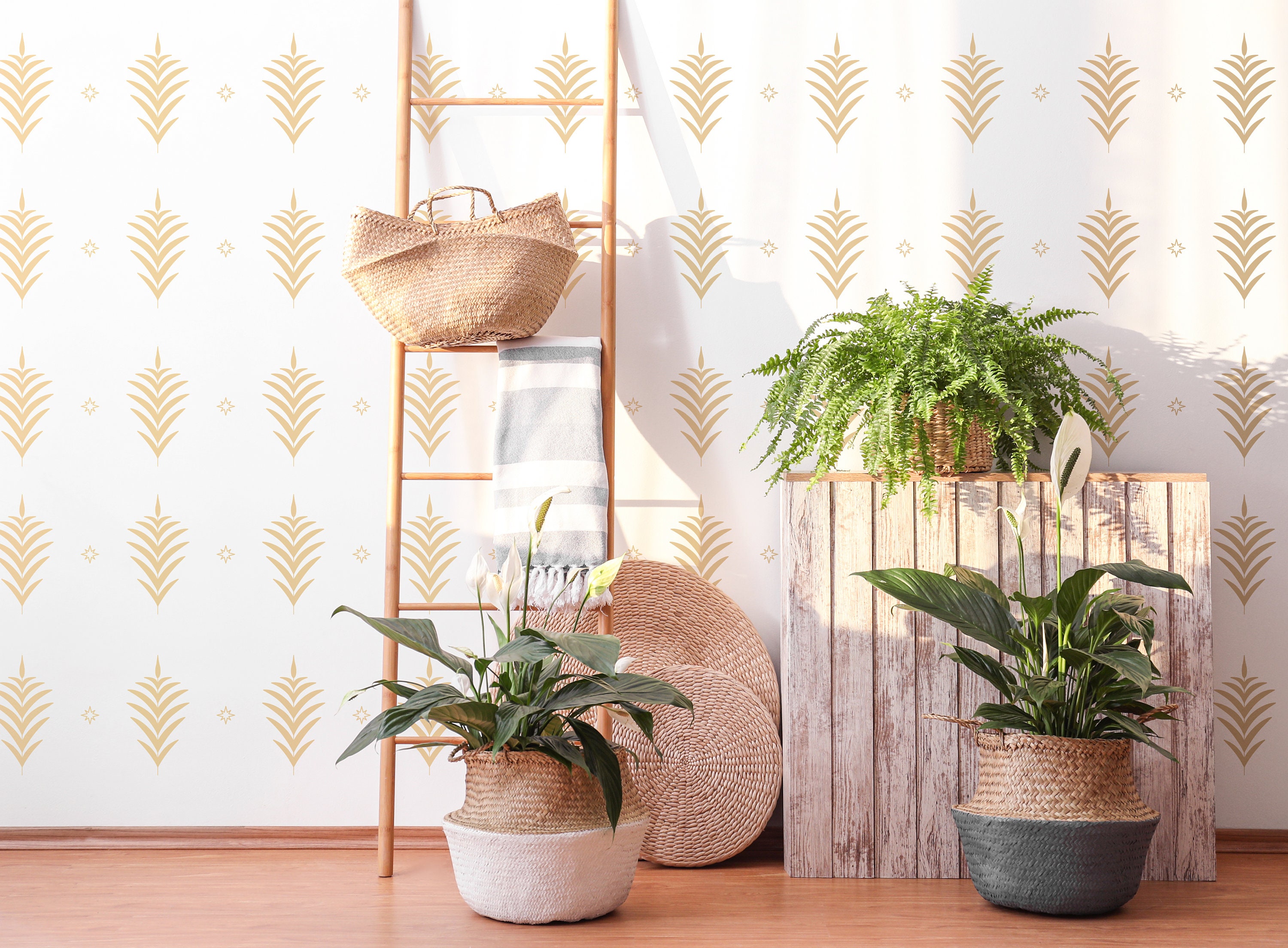 Fern Leaf Wall Decals Modern Vinyl Decal Set Botanical Leaf | Etsy