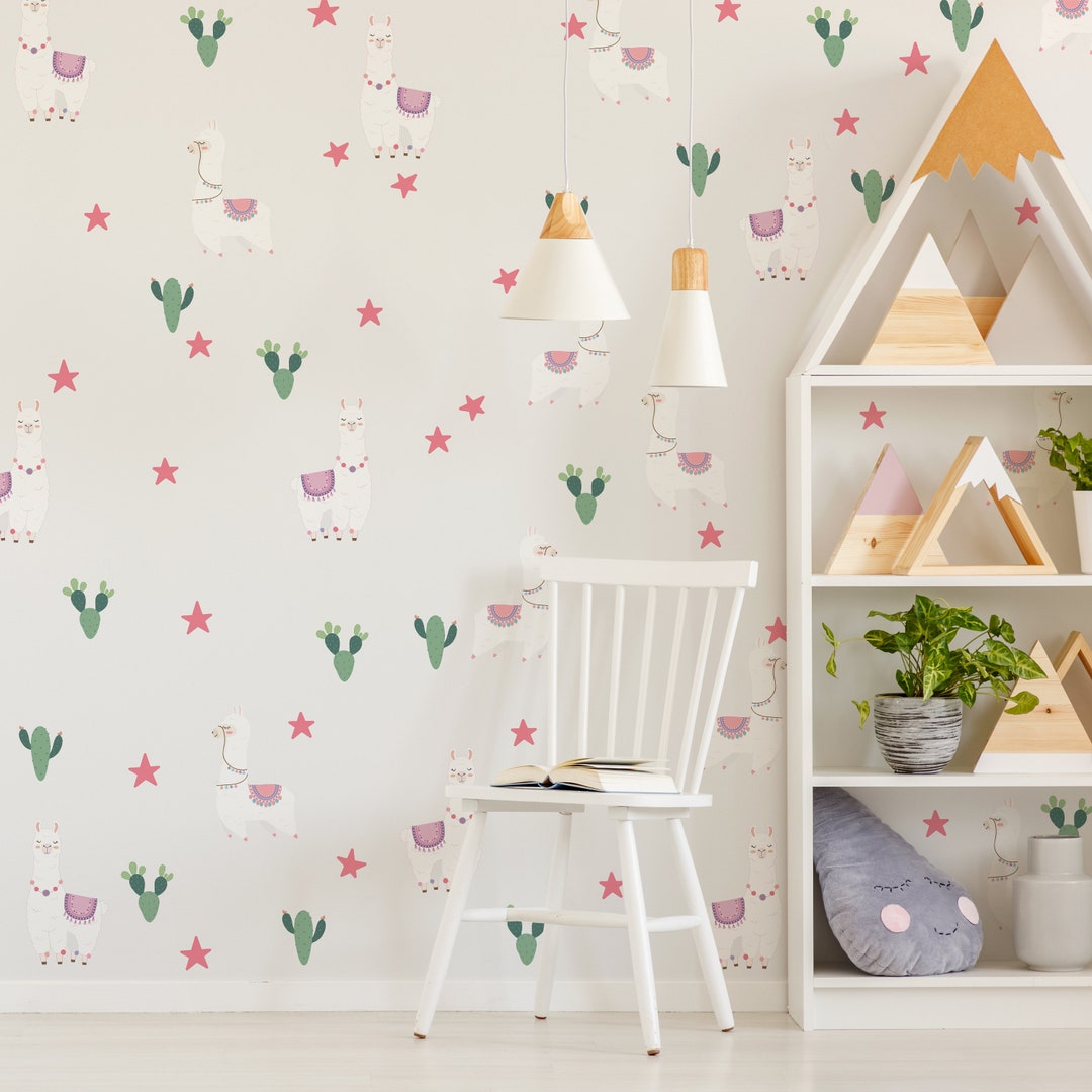 Happy Llama Wall Decals | Desert Nursery Decor | Cacti Wall Murals ...
