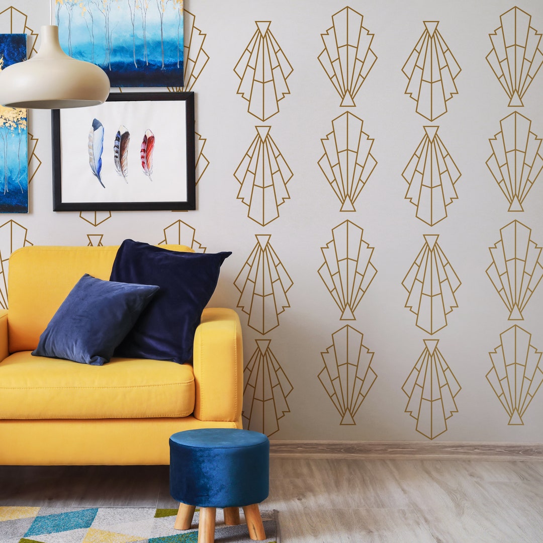 Art Deco Wall Decals, Living Room Décor, Peel and Stick Apartment ...