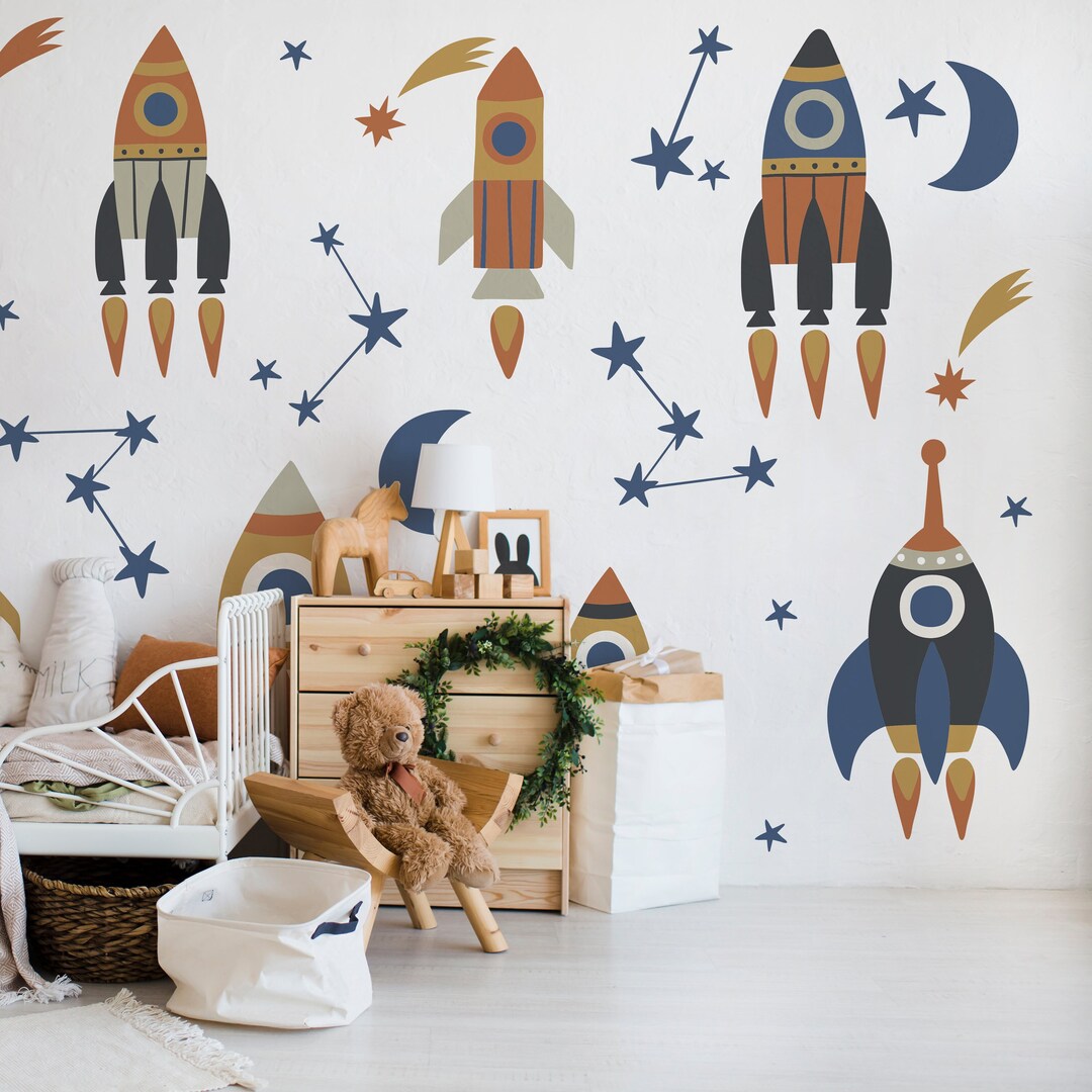 Large Space Objects Wall Decal Sticker Set, Out of Space Wall Sticker ...