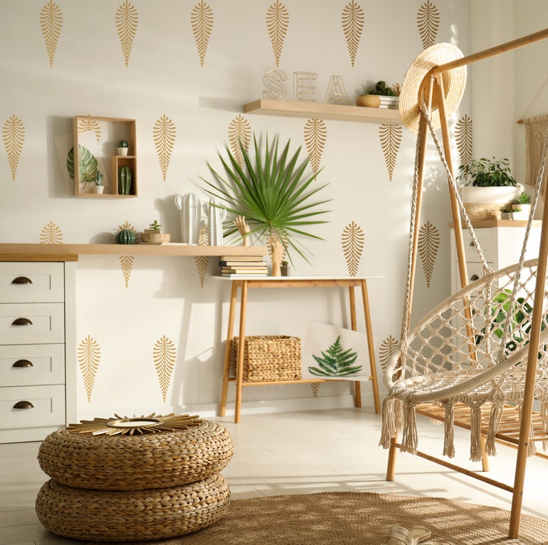 Fern Leaf Wall Decals Modern Vinyl Decal Set Botanical Leaf | Etsy