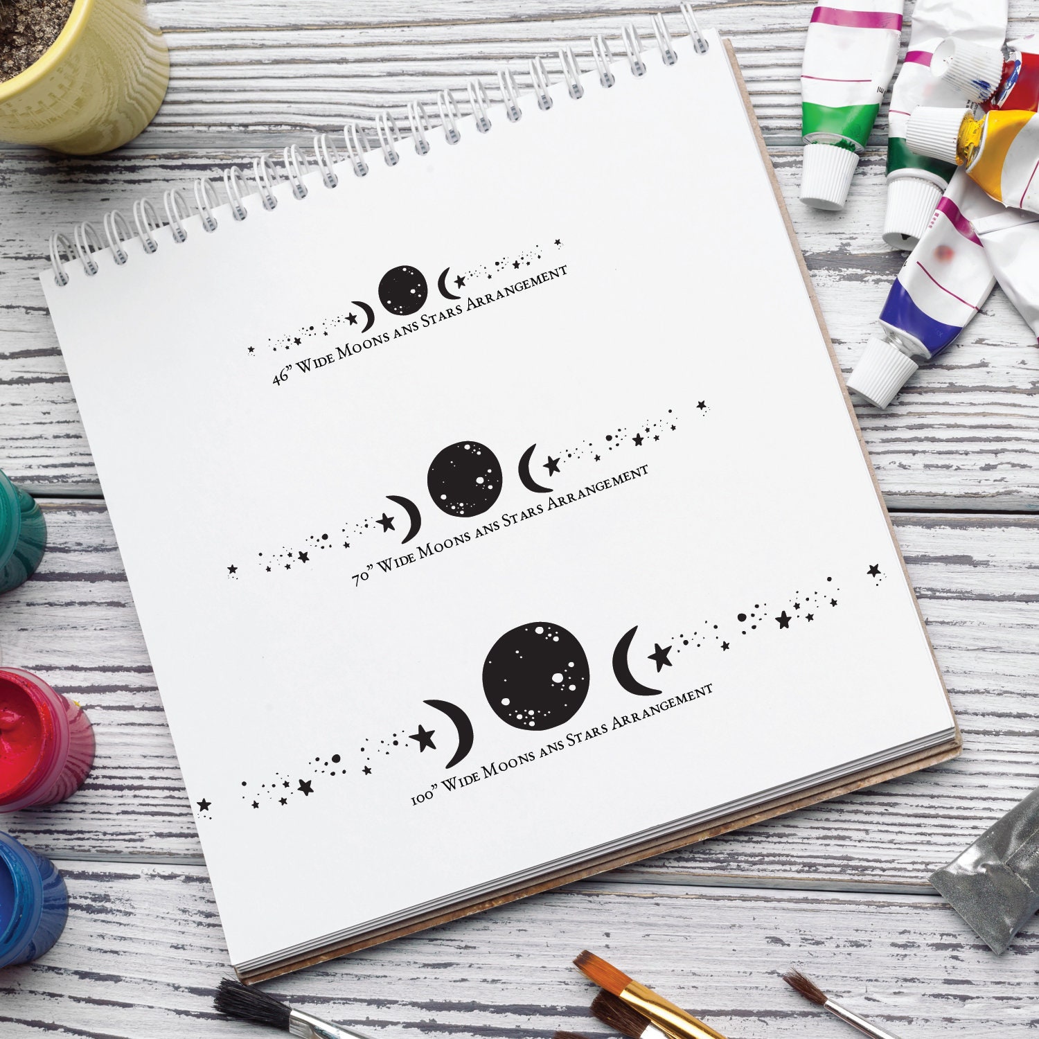 Moon Phases Wall Decals Star Decals Moon Phases Decor | Etsy