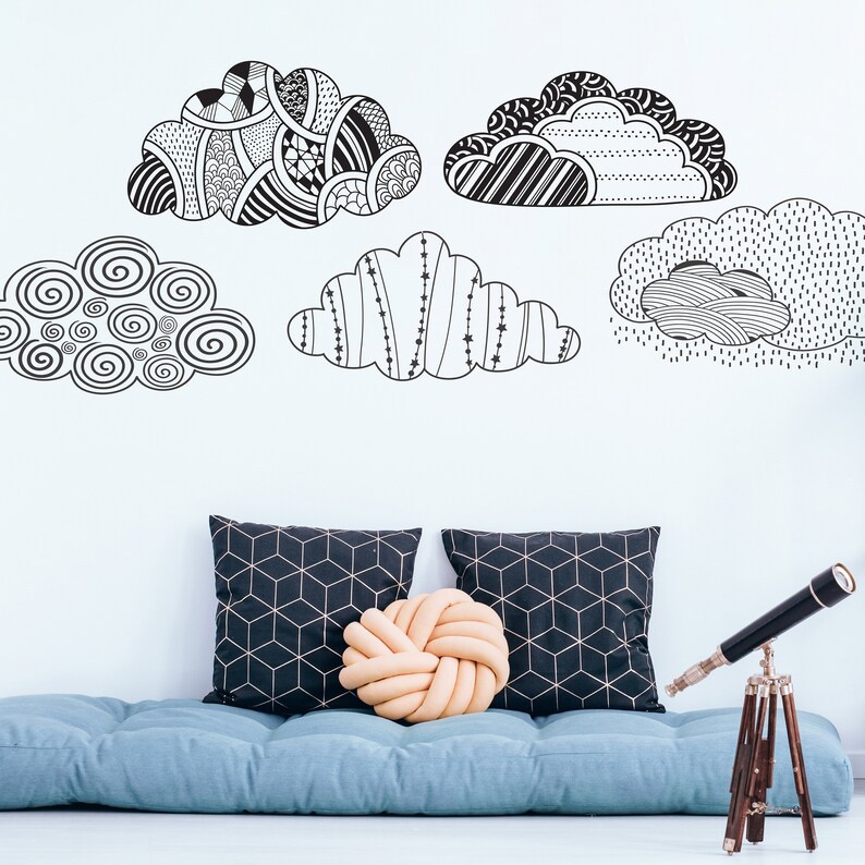 Cloud Wall Decals Swirly Cloud Wall Décor for Nursery Modern - Etsy