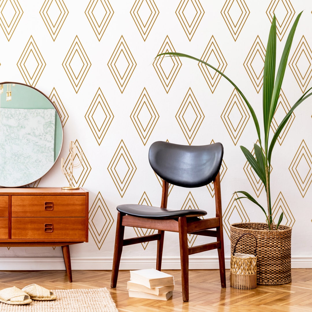 MCM Diamond Wall Decals, Living Room Décor, Mid Century Modern Shape ...