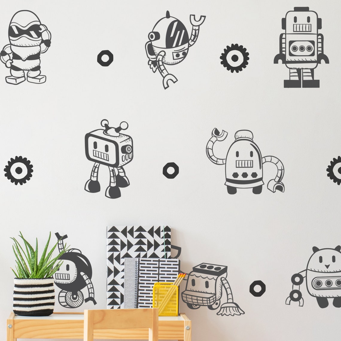 Large Collection of Robot Wall Decals | Robot Wall Art | Rocket Wall ...