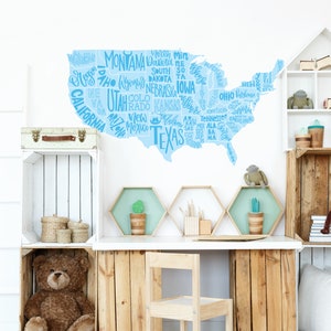 Large Map Wall Decal | United States of America | States | American ...