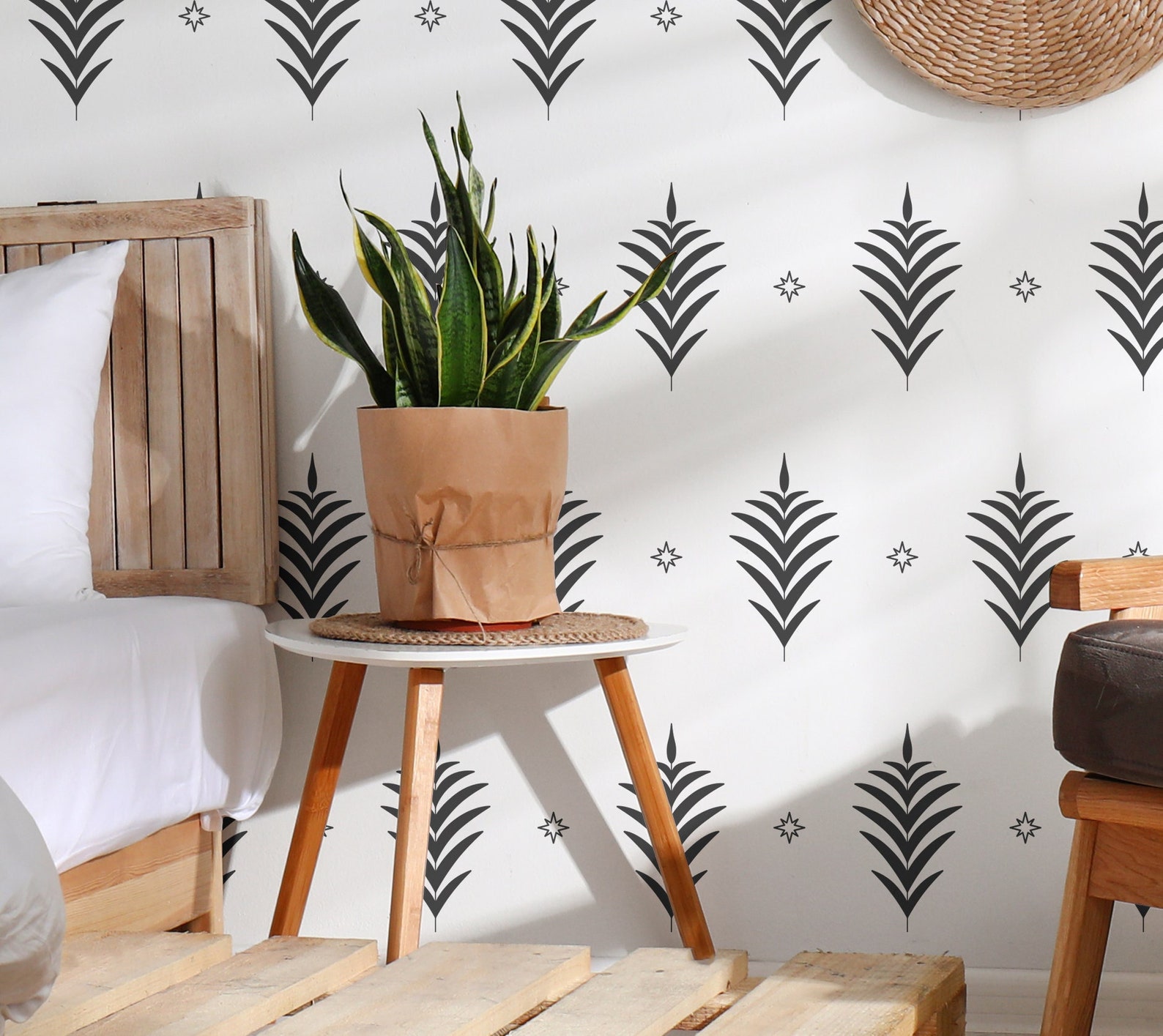 Fern Leaf Wall Decals Modern Vinyl Decal Set Botanical Leaf | Etsy