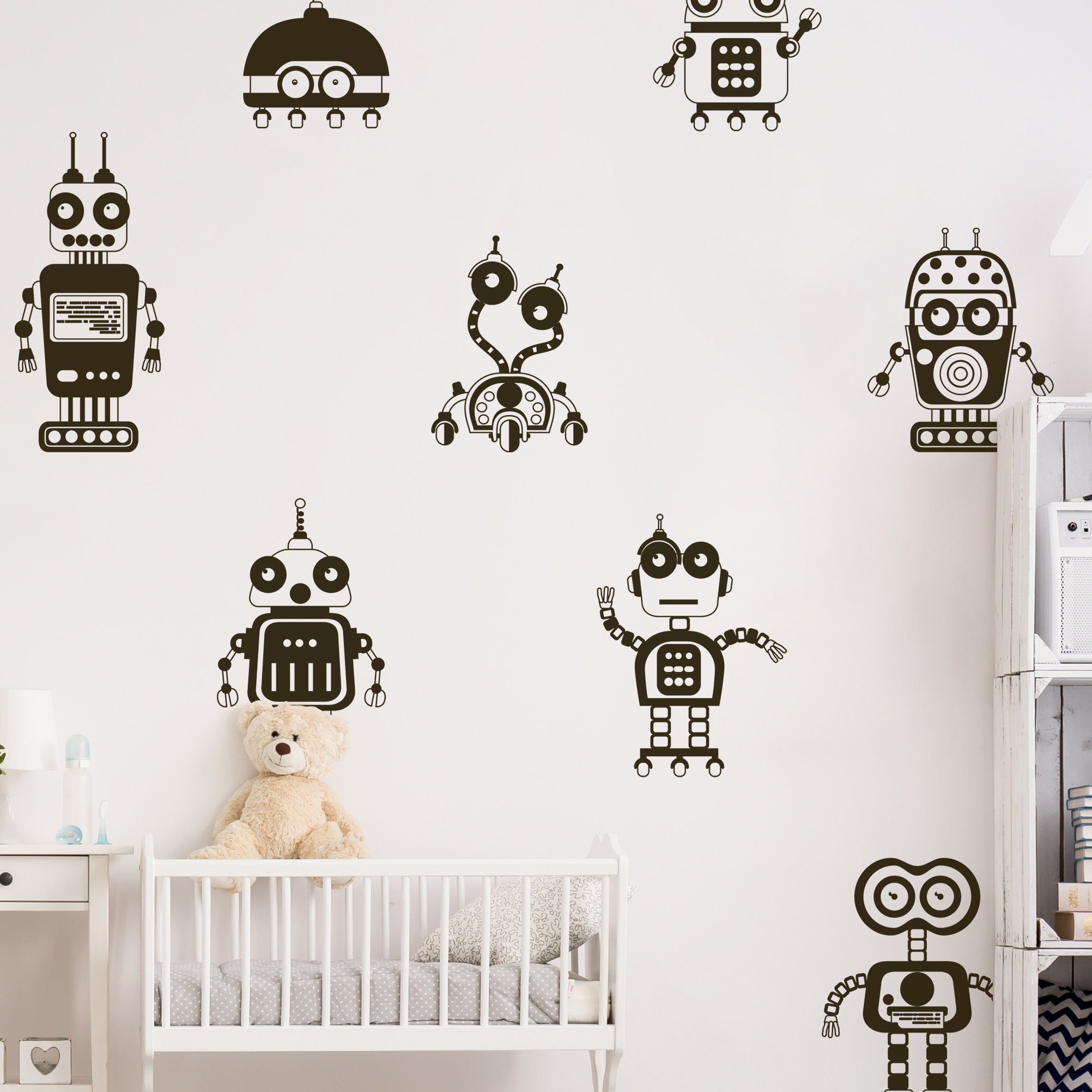 Large Collection of Robot Wall Decals Robot Wall Art | Etsy