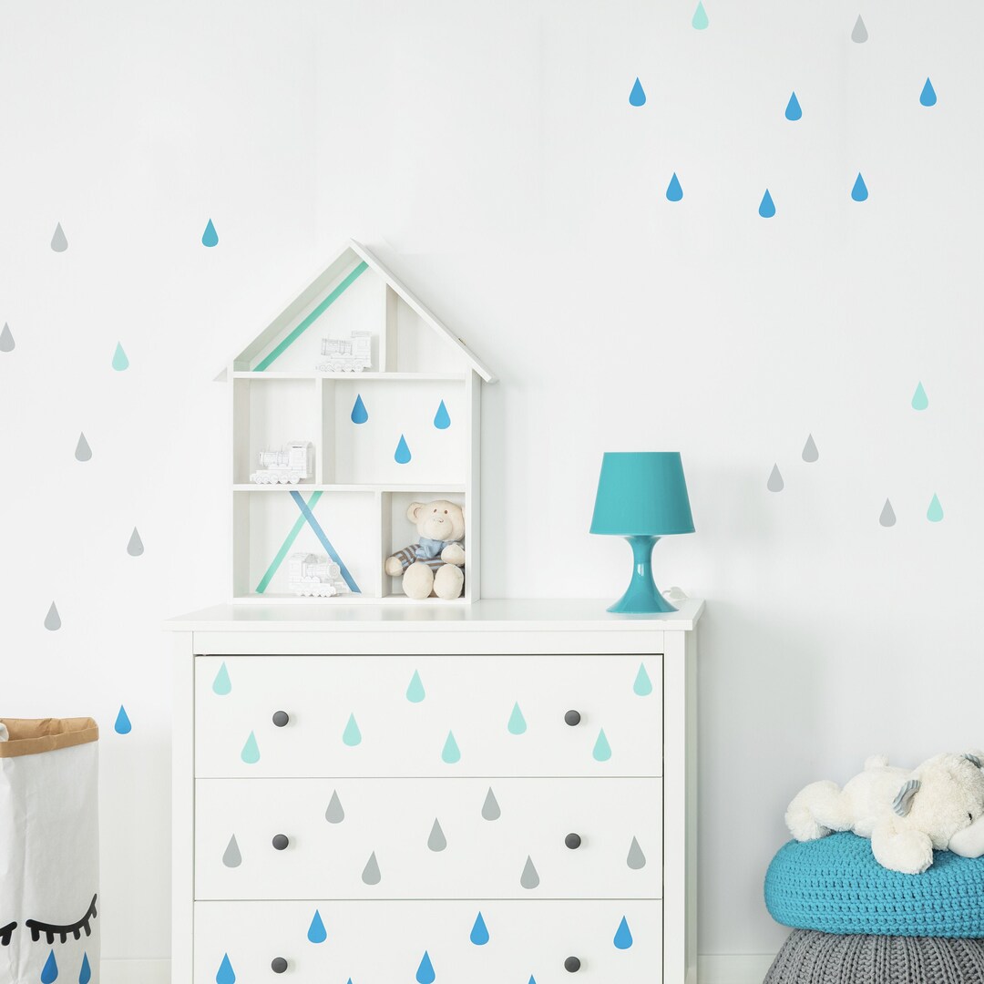 MOD Rain Drops Wall Decal Set Colorful Rain Drops Murals Decoupage ...