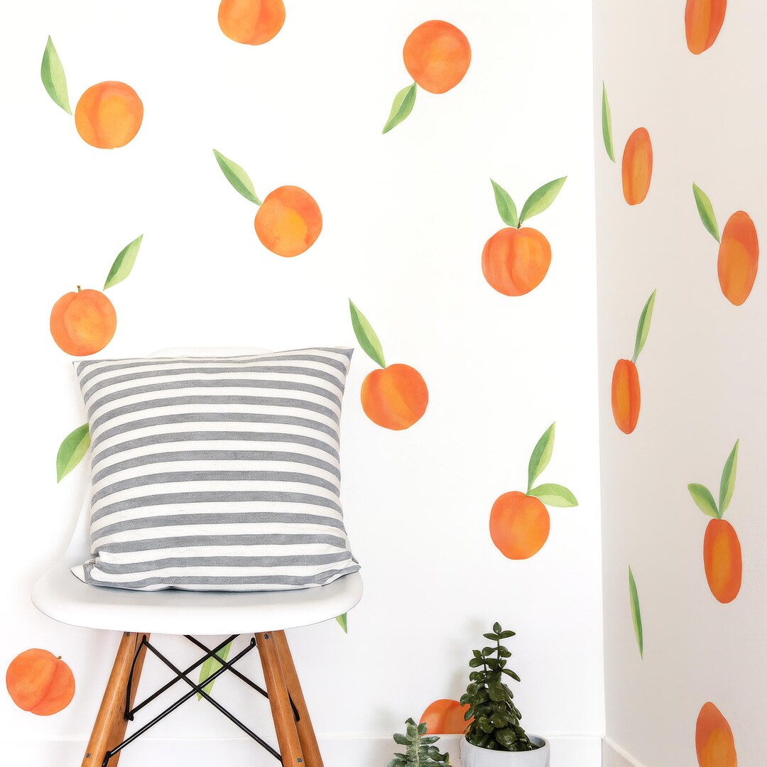 Peach Wall Decals Set of 36, Cute Fruit Wall Stickers for Kitchen ...