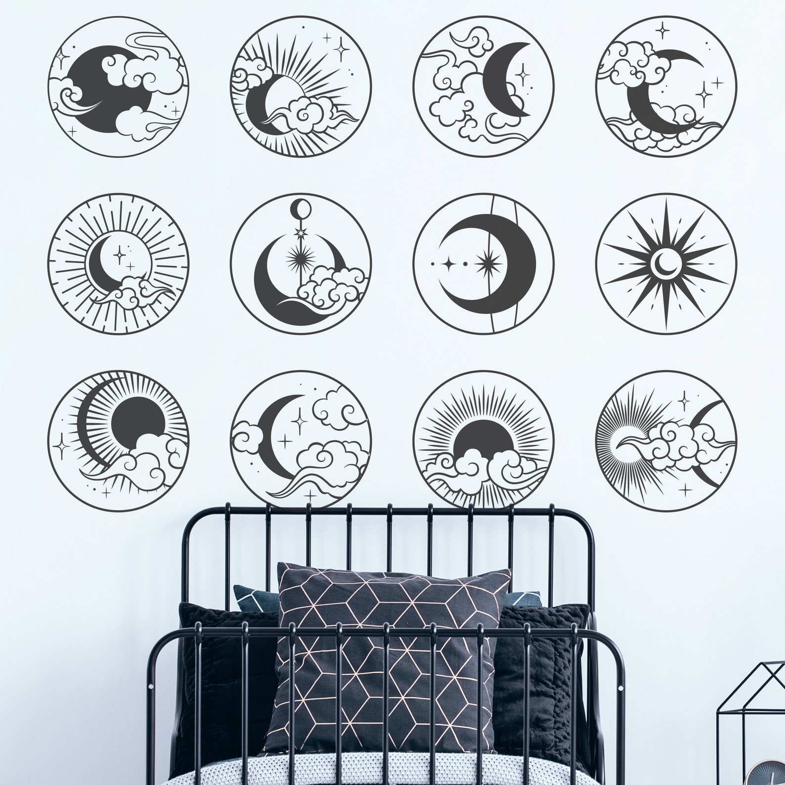 Mystical Sun Moon Wall Decals Celestial Elements Wall Decals - Etsy