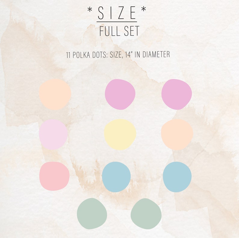 Large Size Watercolor Polka Dots Wall Decals, Pastel Wall Stickers ...