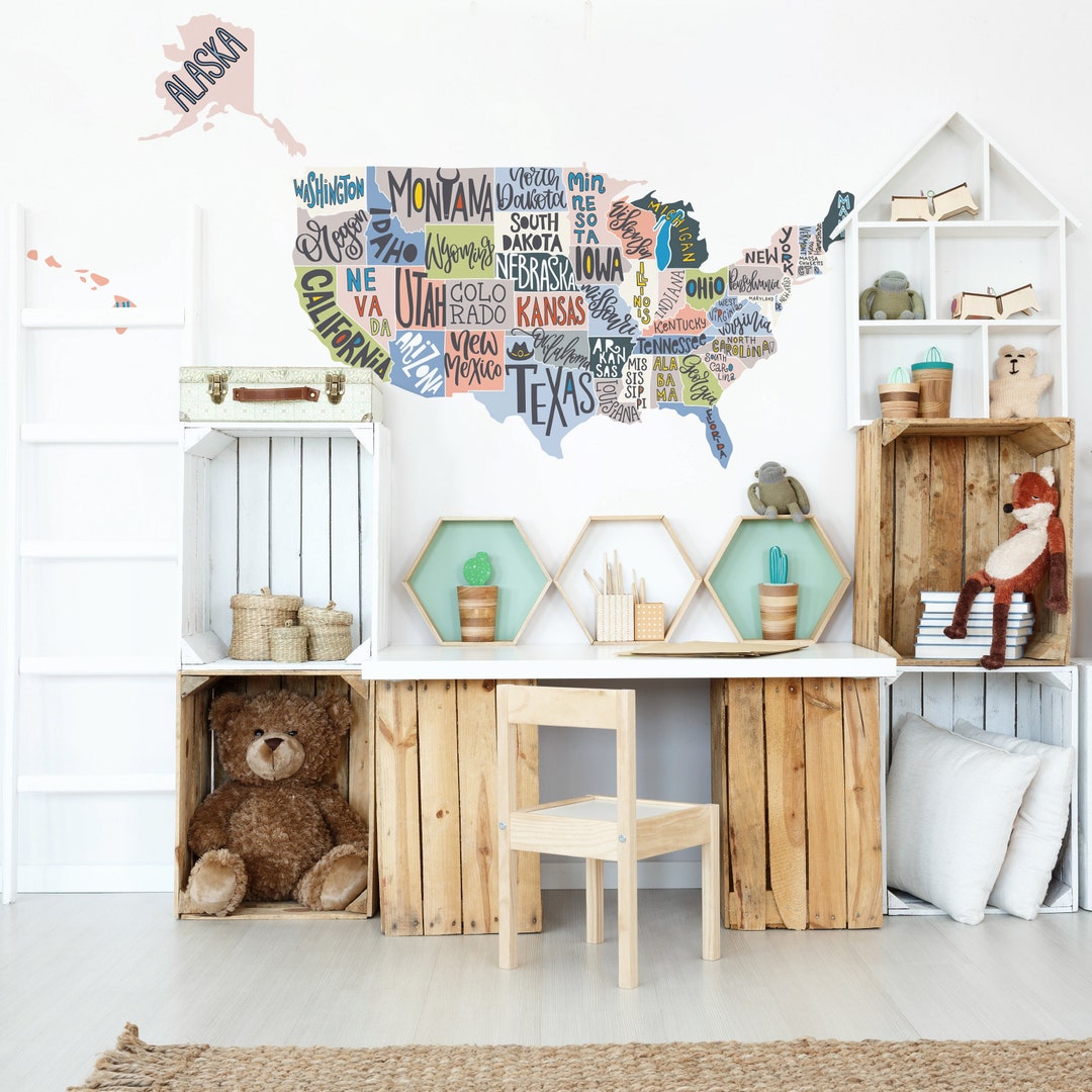 Large Map Wall Decal | United States of America | States | American ...