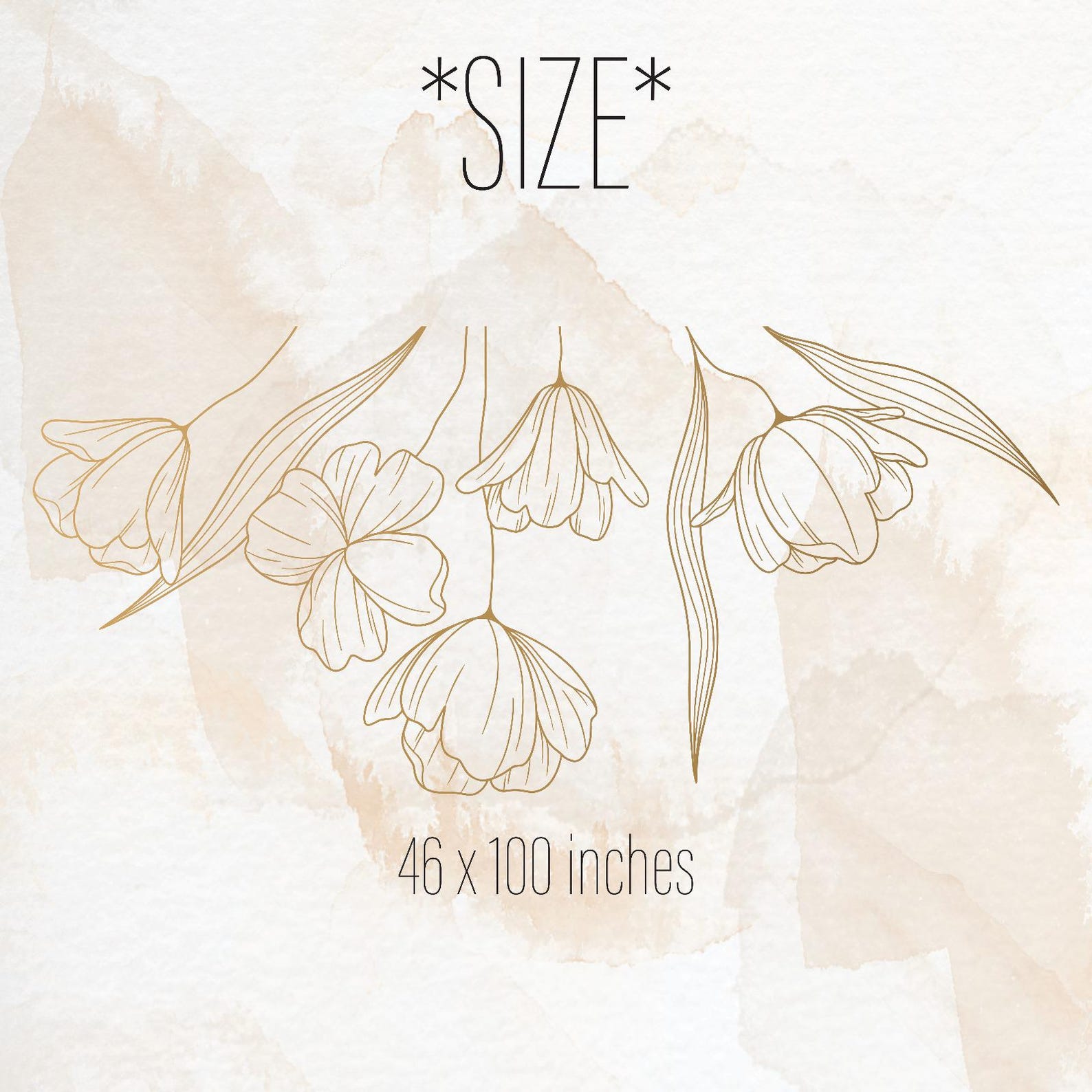 Flower Centerpiece Wall Decals, Floral Line Drawing, Focal Wall Artwork ...