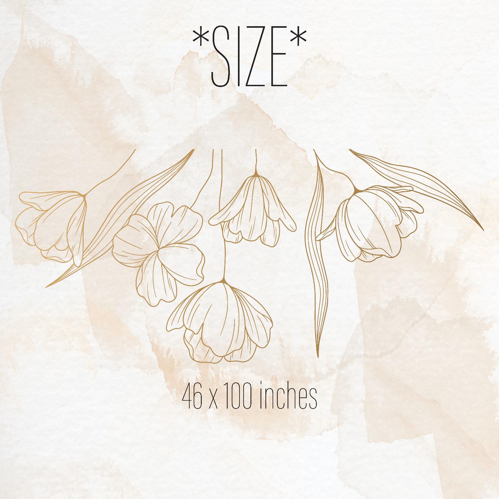 Flower Centerpiece Wall Decals, Floral Line Drawing, Focal Wall Artwork ...