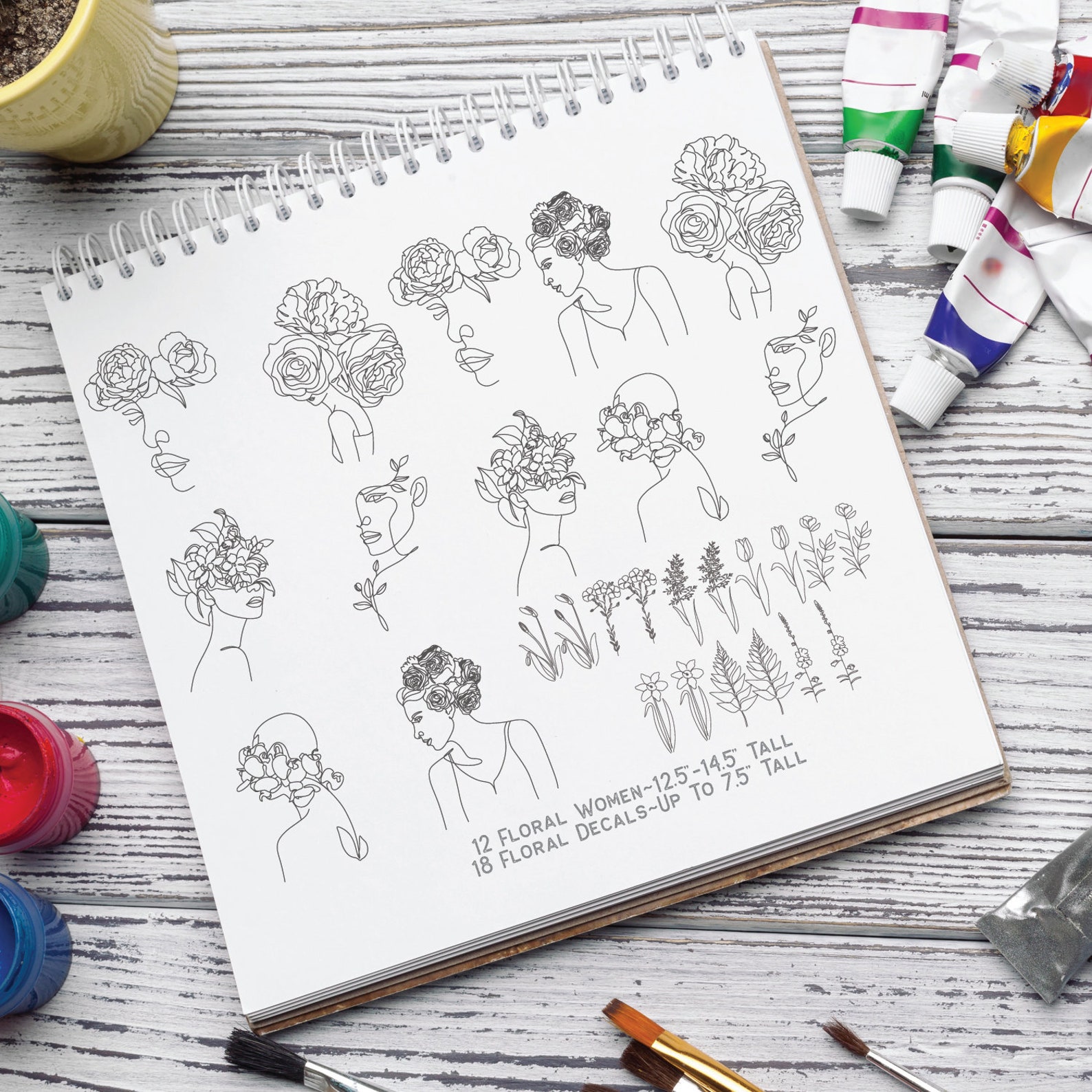 Line Drawing Wall Decal Women Line Drawing Art Deco - Etsy