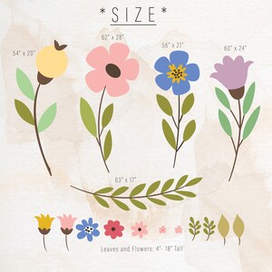 Scandinavian Flowers Wall Decals, Retro Flowers Stickers, Colorful ...