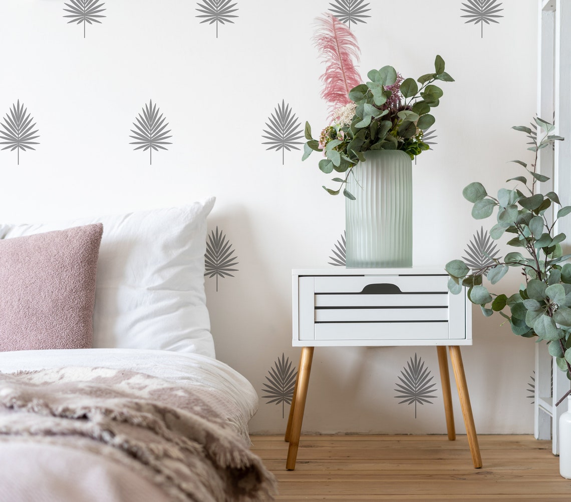 Palm Leaves Wall Decals Floridan Decal Set Flower Blossoms | Etsy