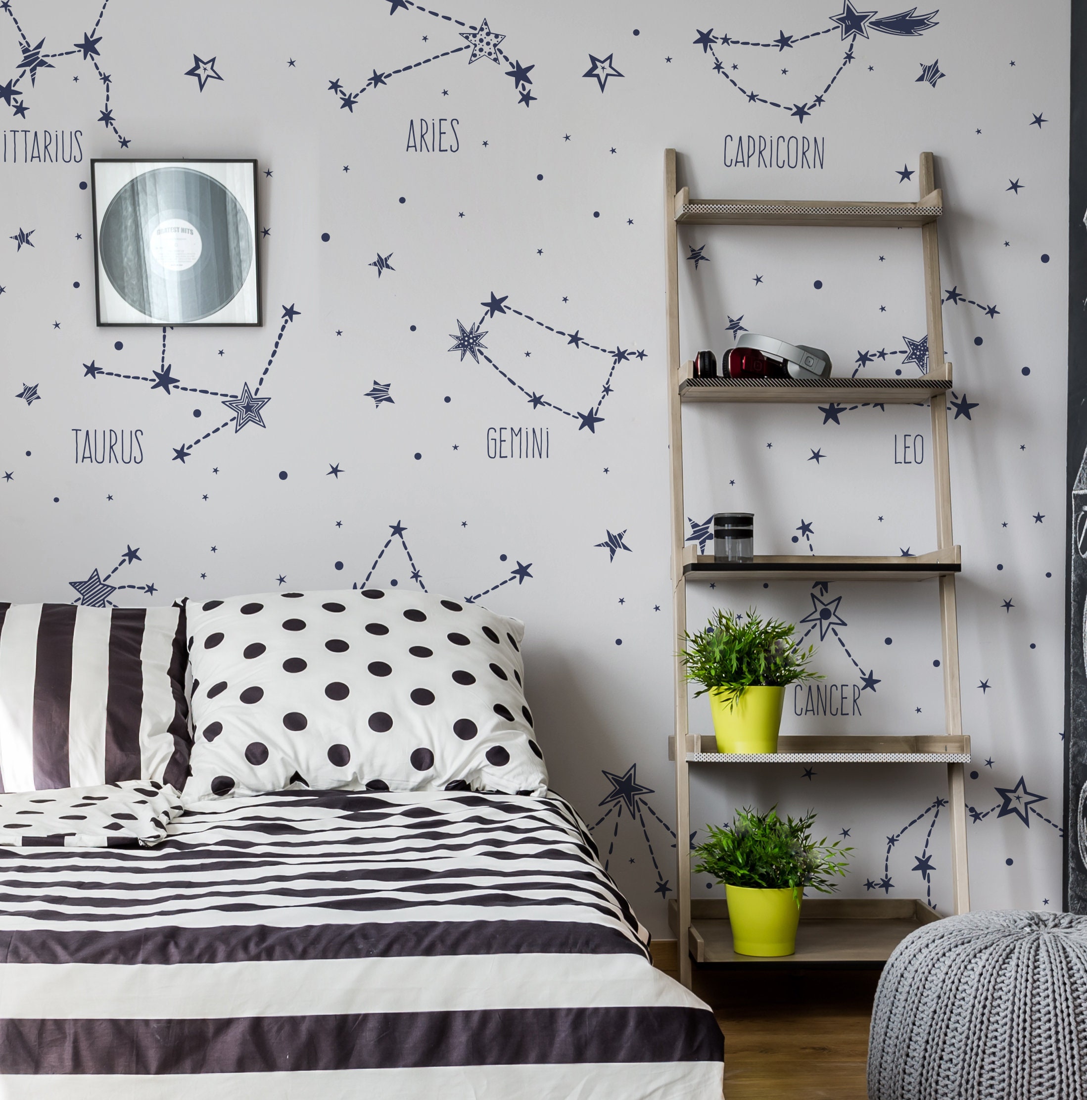 Hand Drawn Zodiac Constellations and Star Decals Large Collection, Wall ...