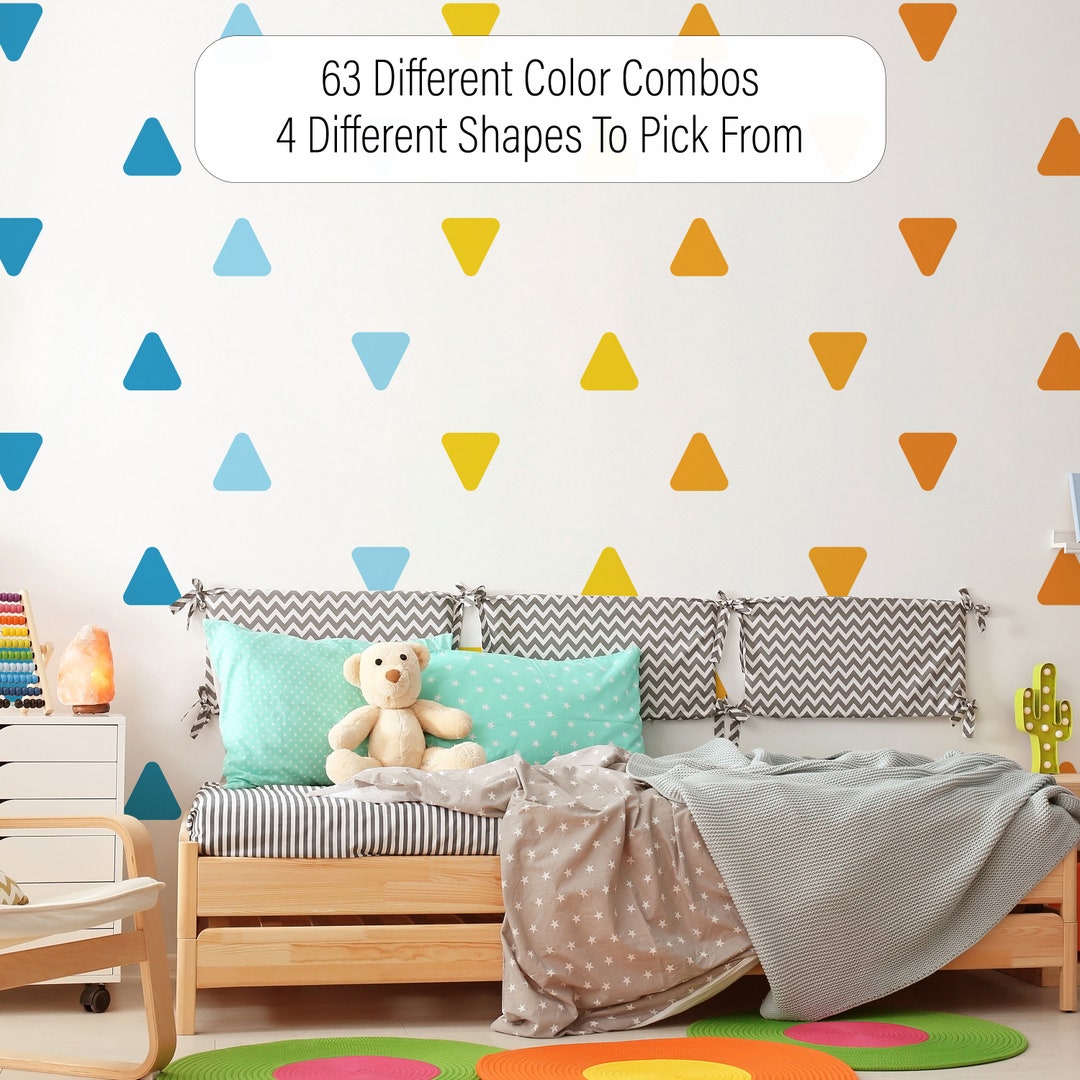 Peel and Stick Triangle Wall Decals, Rainbow Colored Shapes Wall ...