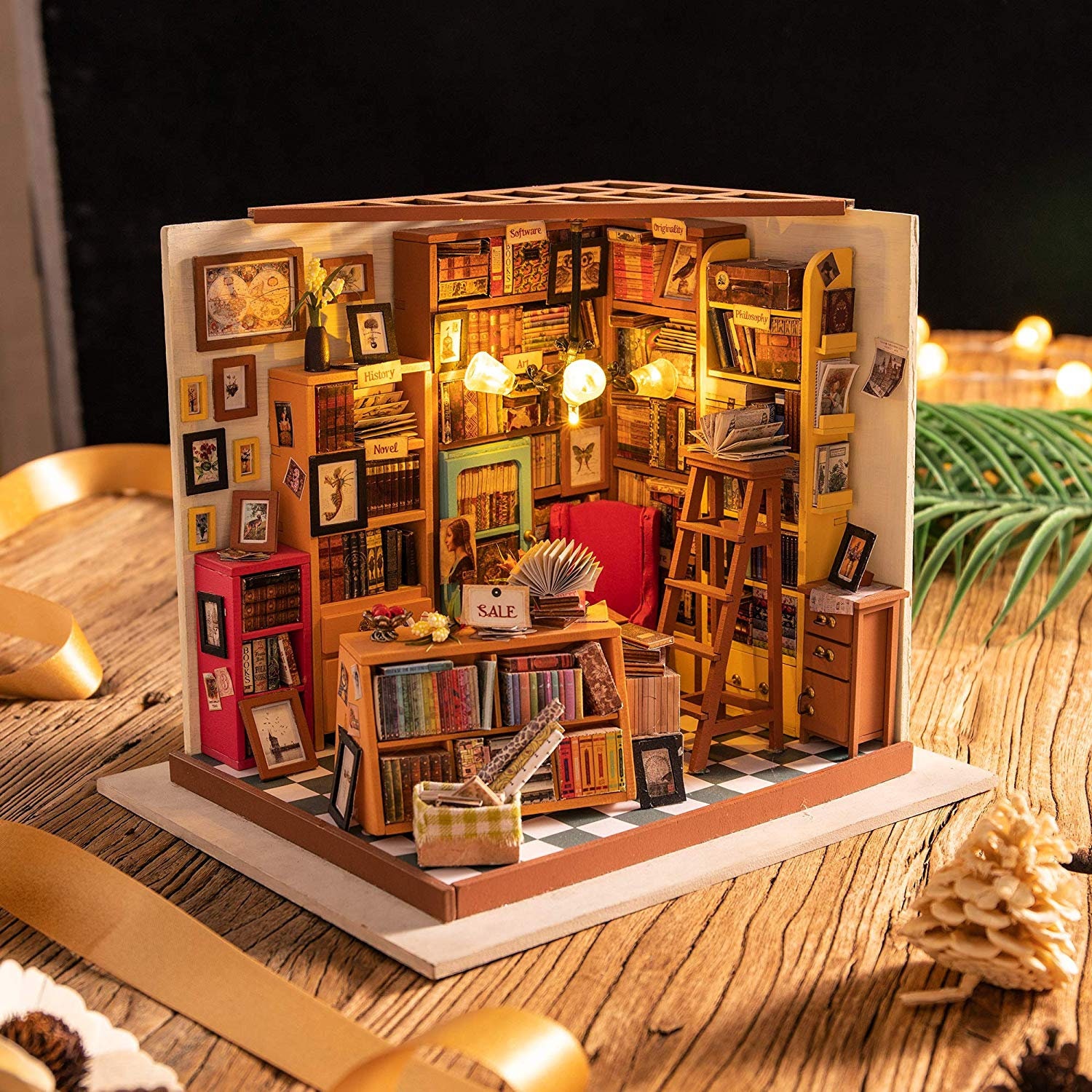 Sams Study-ROBOTIME Dollhouse Kit Miniature DIY Library House | Etsy