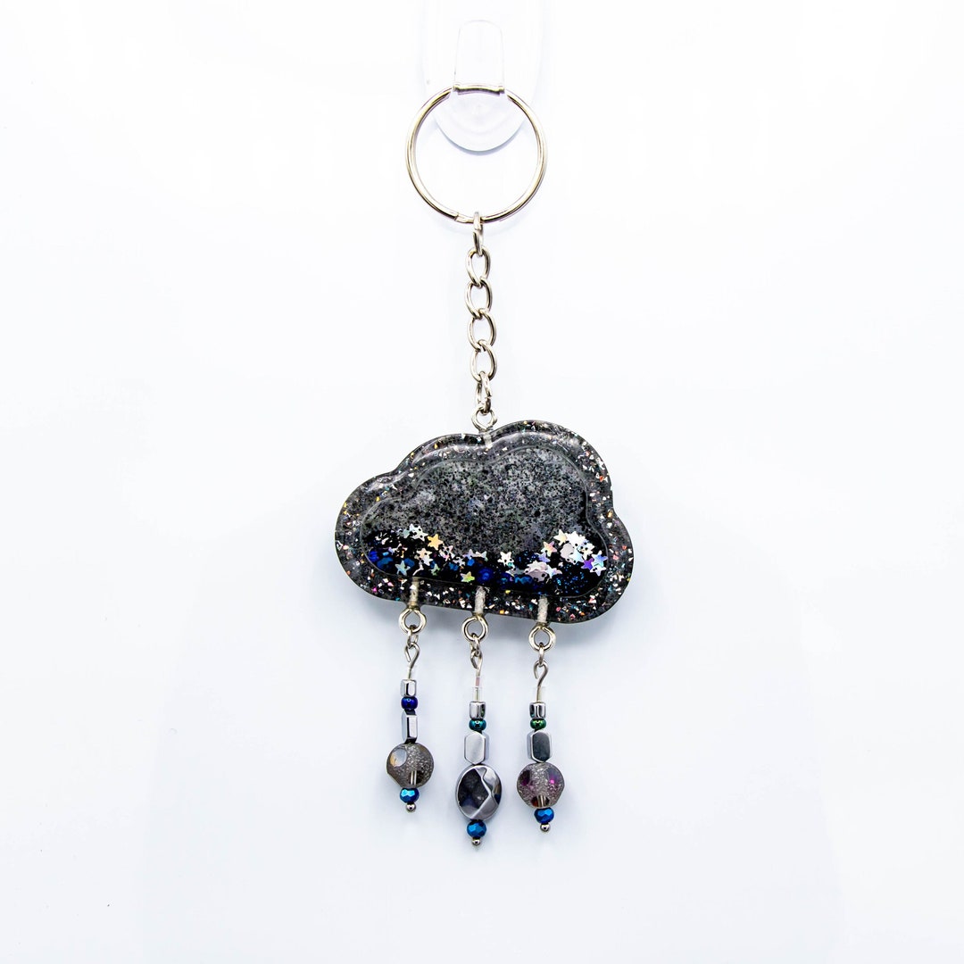 Cloud Shaker Charm Keychain - Starry Night Weather - Iridescent Glitter ...