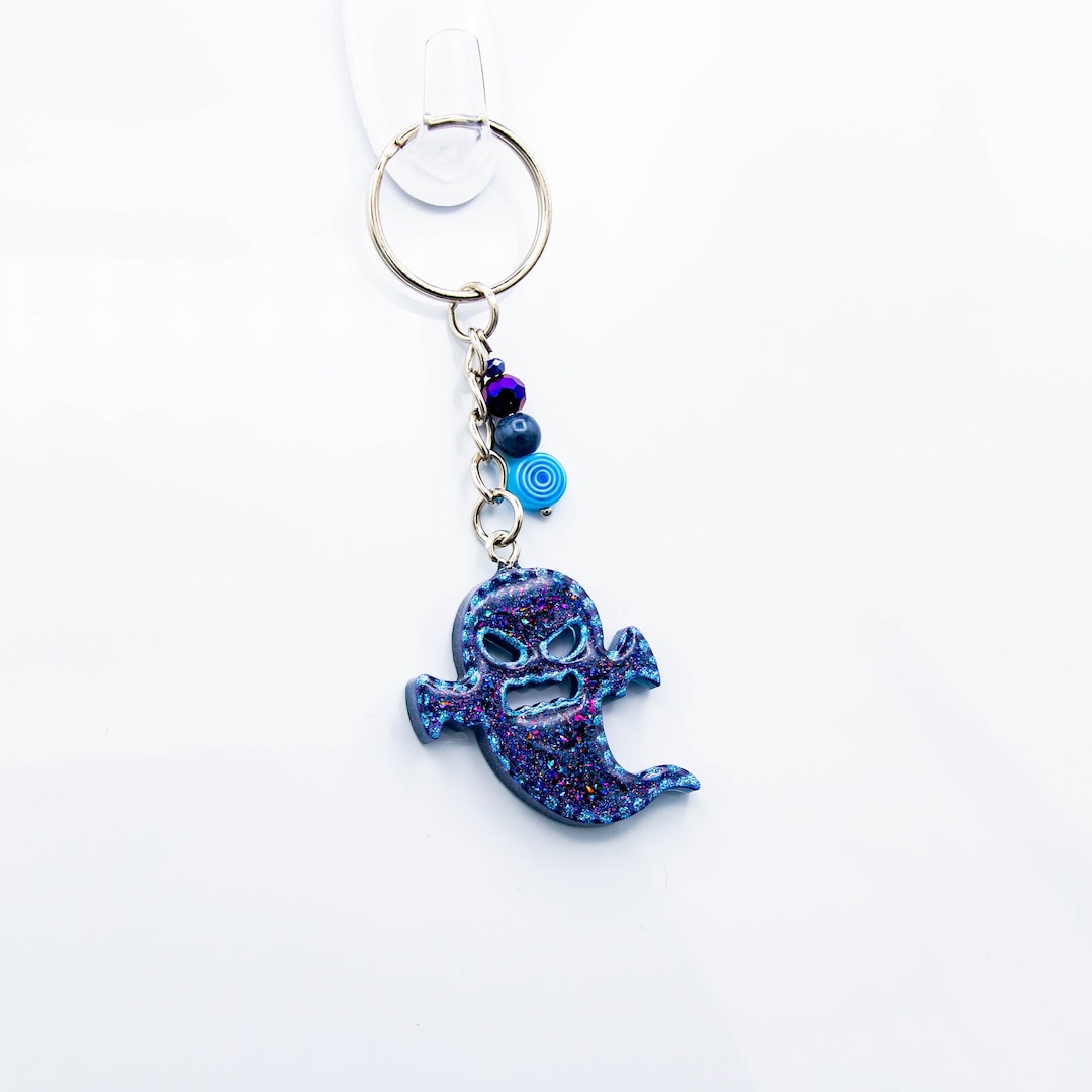 Halloween Ghost Keychain – Navy Blue Color Shift Blue Flame Spirit ...