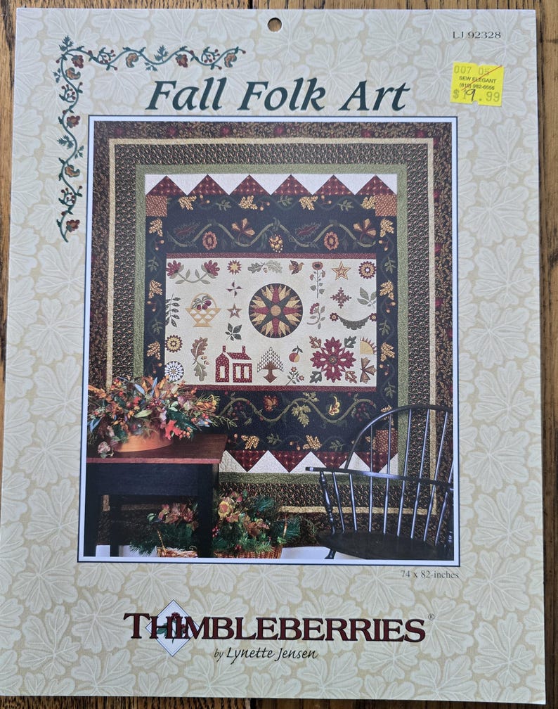 Thimbleberries Fall Folk Art Quilt Pattern; LJ 92328, 74"x82", by ...